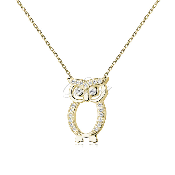 Srebrny pozłacany naszyjnik pr.925 sowa z białymi cyrkoniami (Jasny odcień złocenia) | | fajna ...